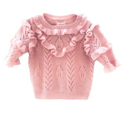 Ruffle sweater Pale pink - meisjes 2-6j - kinderkleding 0-6 jaar ...
